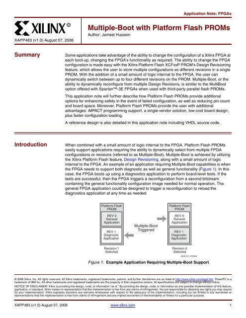 Xilinx XAPP483 - Multiple-Boot with Platform Flash PROMs ...