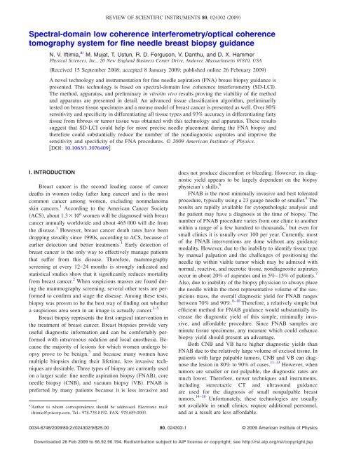 Spectral-domain low coherence interferometry/optical coherence ...