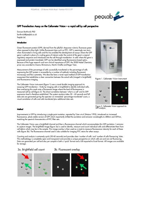GFP Transfection Assay on the Cellometer GFP ... - Peqlab