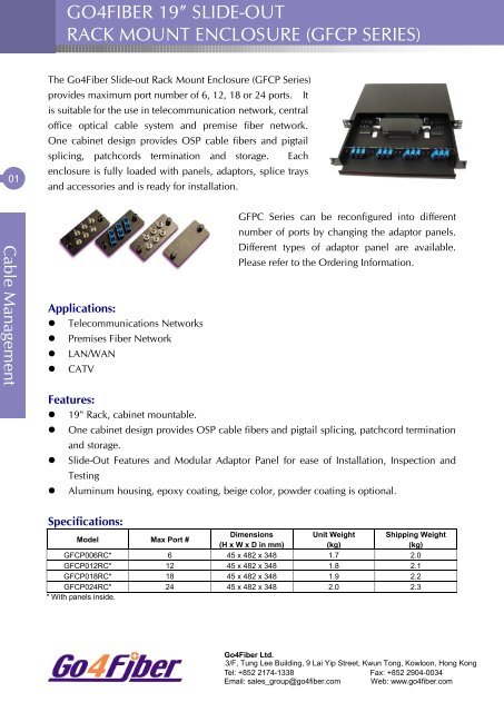 Data Sheet(PDF Format) FileSize: 157.0k. - Go4Fiber Ltd
