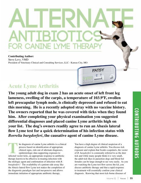 Alternate Antibiotics For Canine Lyme Therapy, Vetcom 52 ... - Abaxis
