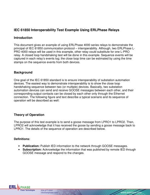 IEC 61850 Interoperability Test Example Using ERLPhase Relays