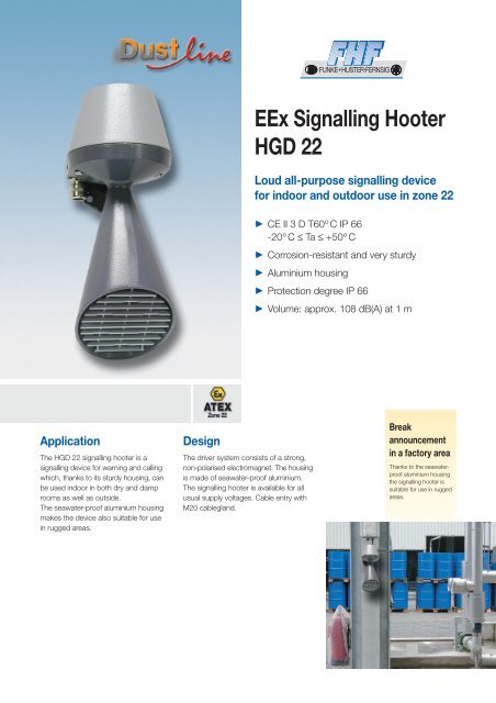 HDG-22 ATEX Zone-22 High Volume Industrial Alarm Horn