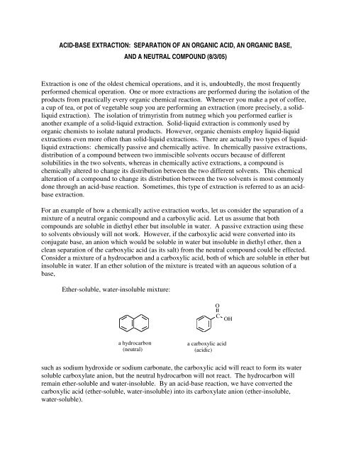 ACID-BASE EXTRACTION: SEPARATION OF AN ... - Chemistry
