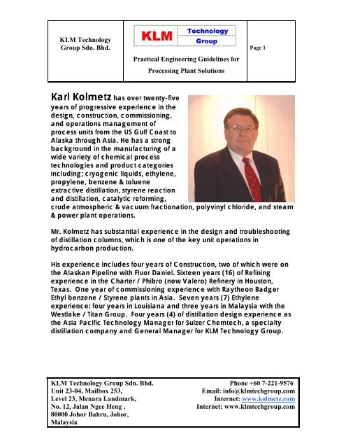 KLM Technology Group Sdn. Bhd. Practical Engineering Guidelines ...