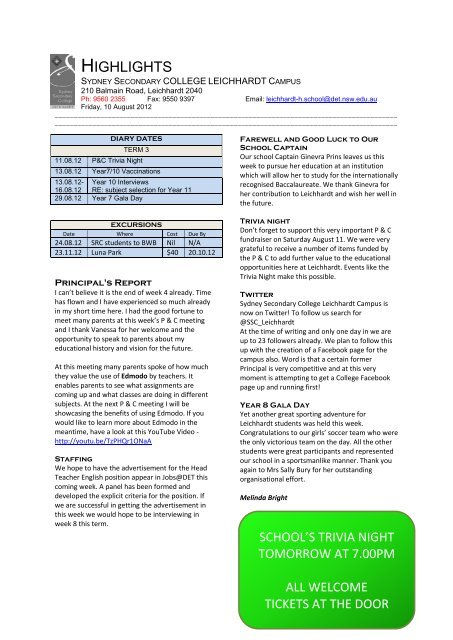 HIGHLIGHTS - Sydney Secondary College Leichhardt Campus