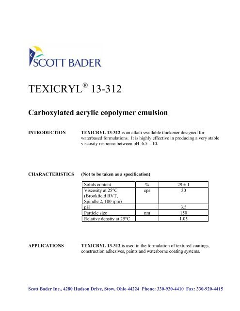 Data Sheet Texicryl 13-312 (South America) - Scott Bader
