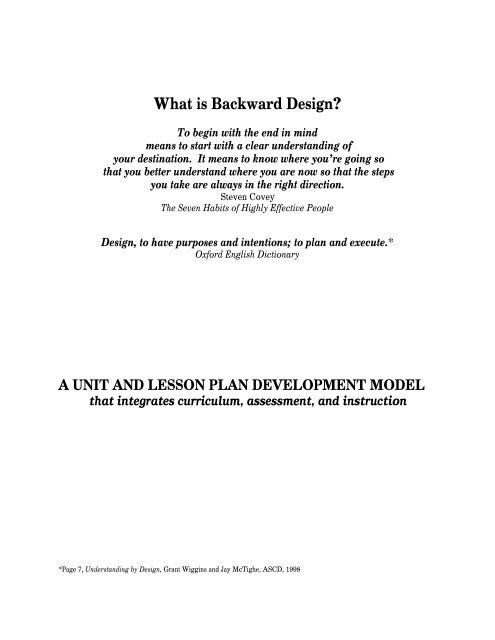 A Unit and Lesson Plan Development Model