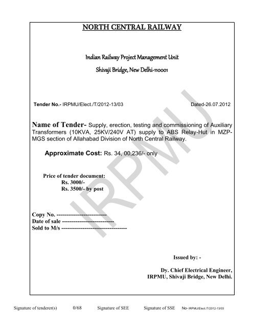 Tender Document - irpmu.railnet.gov.in