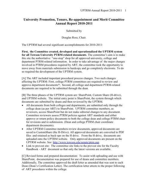 University Promotion, Tenure, Re-appointment and Merit Committee