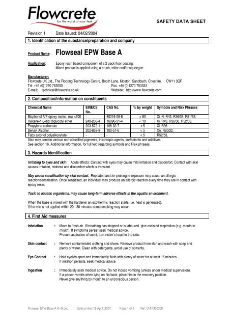Flowcrete standard template - Arcon Supplies