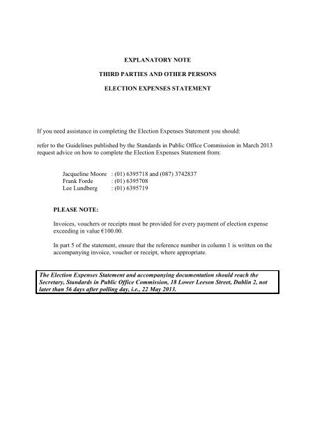 Election Expenses Statement for Third Parties - Other Persons