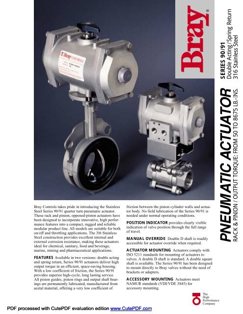 Bray Series 90-91 SS Pneumatic Actuator - Pushkarnasales.com