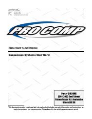 INSTALLATION INSTRUCTIONS - Pro Comp USA