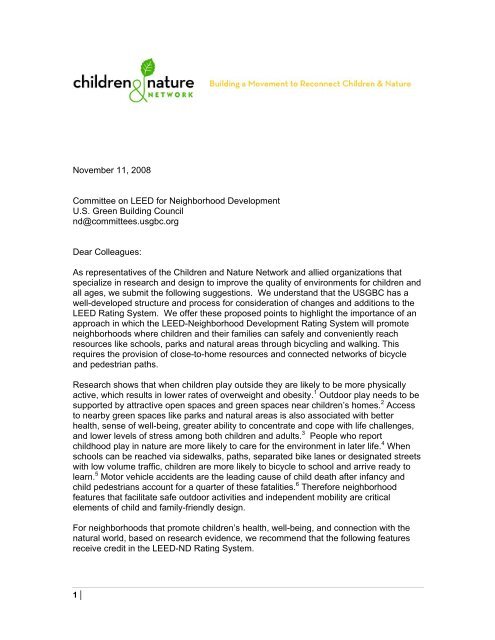 Letter to U.S. Green Building Council on LEED certification