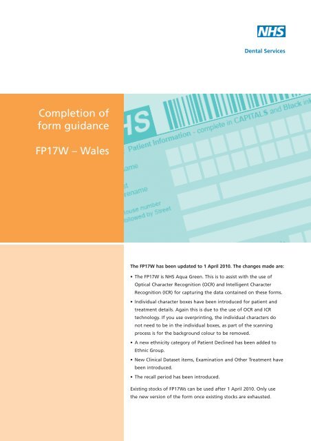 Completion of form guidance FP17W – Wales - NHS Business ...
