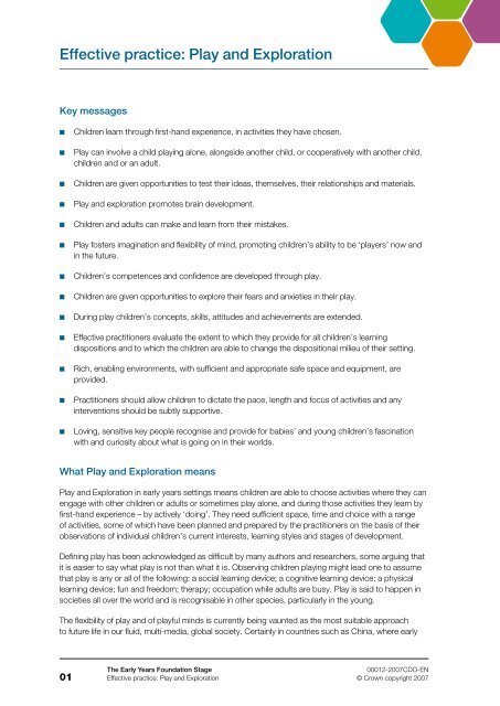 Effective practice: Play and Exploration