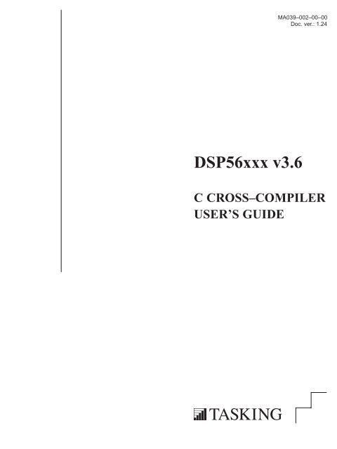 DSP56xxx C Cross-Compiler User's Guide - Tasking
