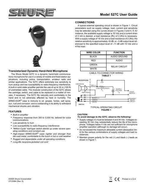 Shure 527C User Guide