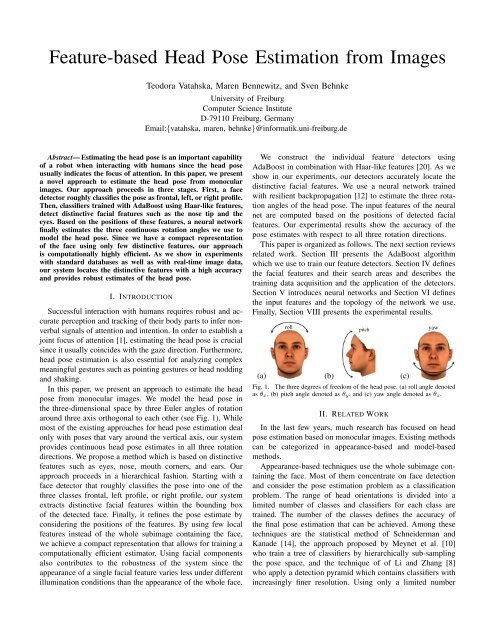 Feature Based Head Pose Estimation From Images Autonomous