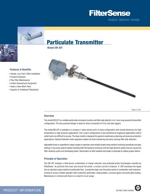 Particulate Transmitter (Model EM 30T) - FilterSense