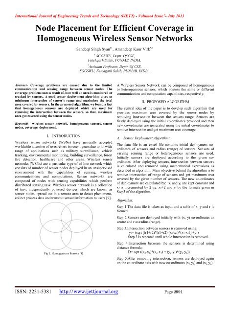 Node Placement For Efficient Coverage In Homogeneous Wireless