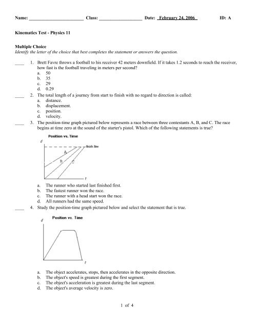 ExamView Pro - kinematics3.tst