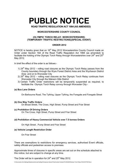 PUBLIC NOTICE - Worcestershire Partnership