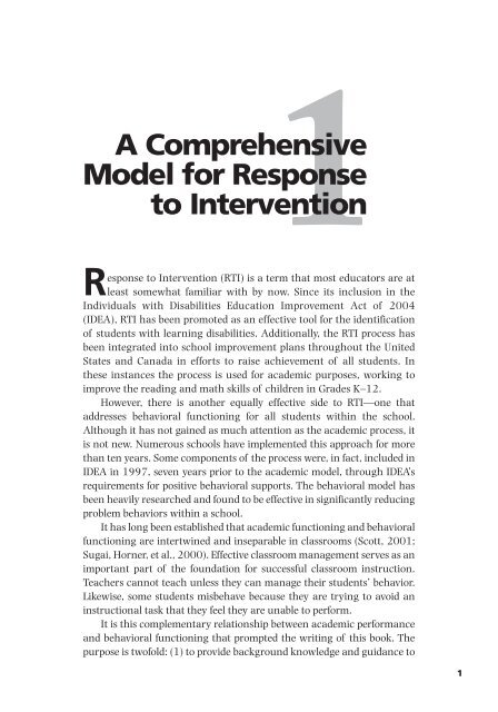 A Comprehensive Model for Response to Intervention - Corwin