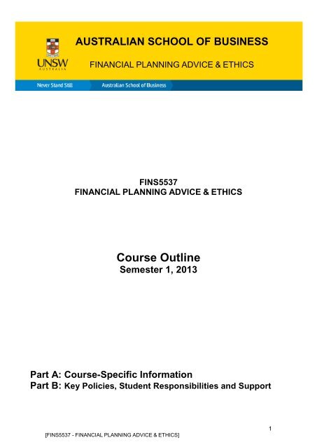 FINS5537 Financial Planning Advice and Ethics - Australian School ...