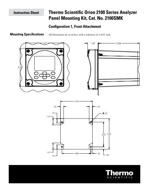 2100 Series Analyzer Front Panel Mounting Kit Instruction Sheet