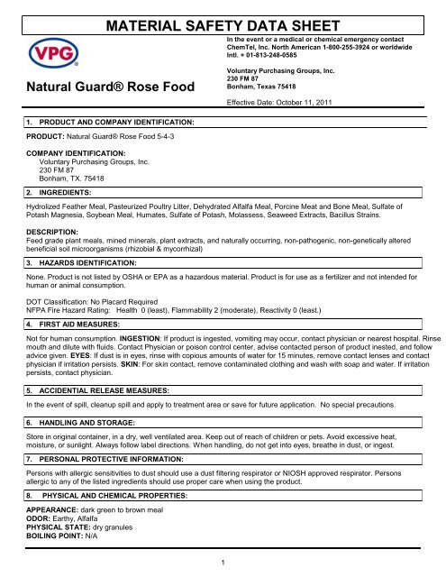 MSDS Rose Food (30 KB) - Fertilome