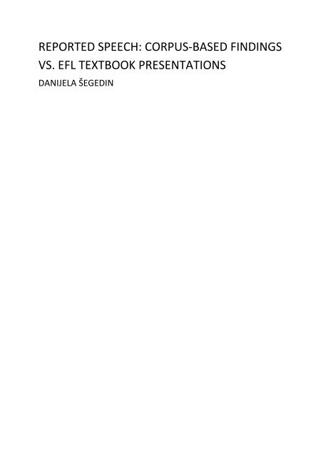 reported speech: corpus-based findings vs. efl textbook presentations