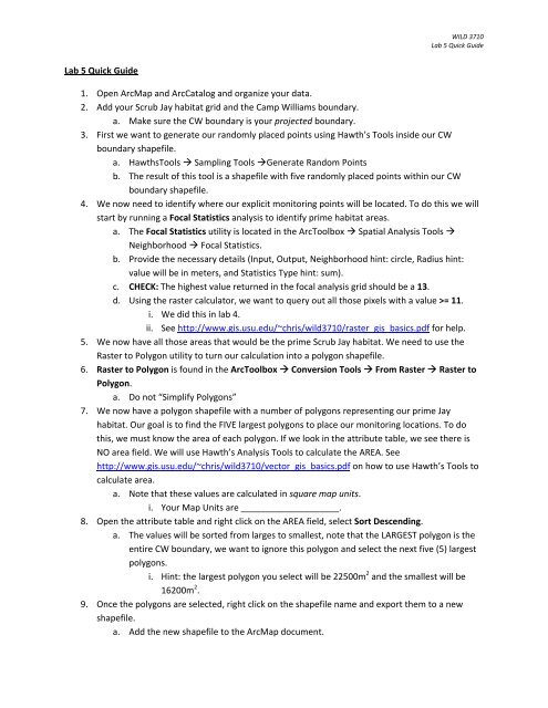 Lab 5 Quick Guide 1. Open ArcMap and ArcCatalog and organize ...