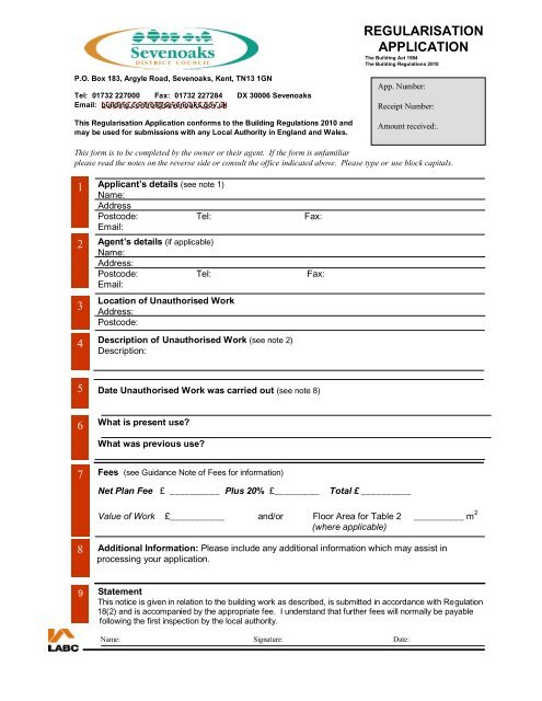 REGULARISATION APPLICATION - Kent Building Control