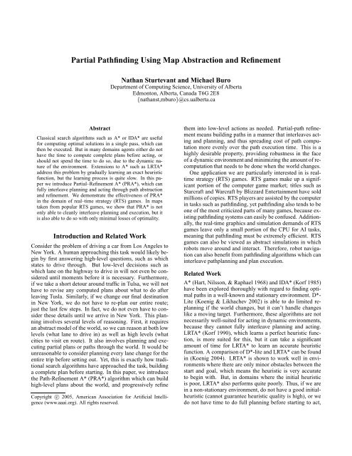 Partial Pathfinding Using Map Abstraction and Refinement - CiteSeerX Partial Pathfinding Using Map Abstraction and Refinement - CiteSeerX