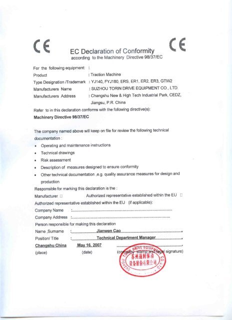 EC Declaration of Conformity - KLEEMANN