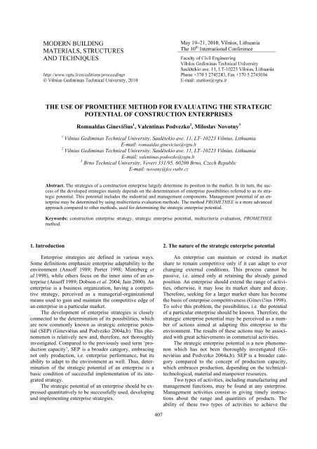 the use of promethee method for evaluating the strategic potential of ...