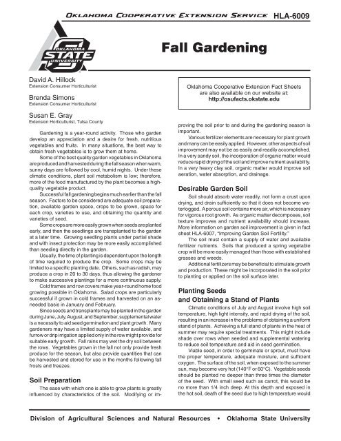 Fall Gardening - OSU Fact Sheets - Oklahoma State University