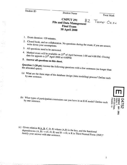 CMPUT 291 B 2 Ta mar 02. $0