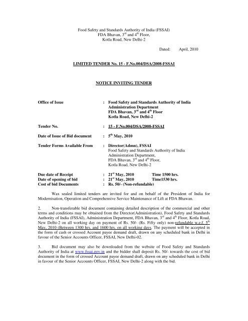 Food Safety and Standards Authority of India (FSSAI) FDA Bhavan ...