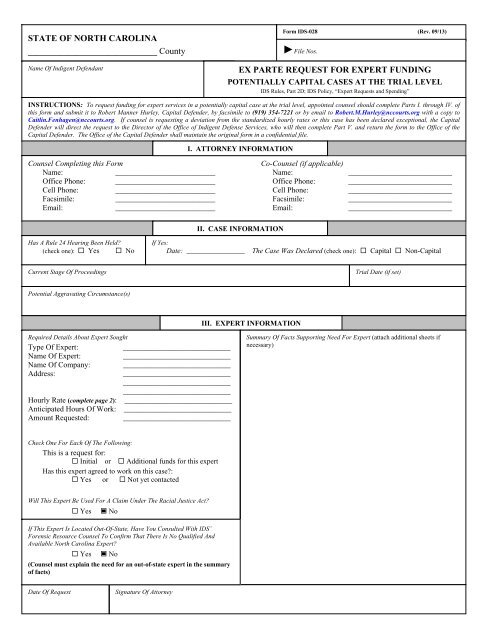 Form IDS-028 - Indigent Defense Services