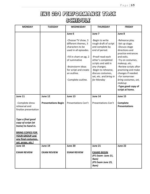 Performance Task (aka Summative) - GDHS English Department
