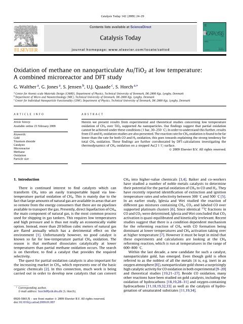 Oxidation of methane on nanoparticulate Au/TiO2 at low temperature
