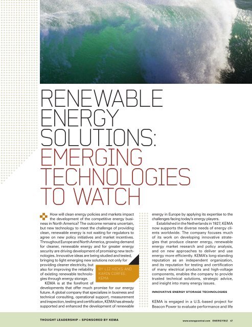 Renewable eneRgy SolutionS: emeRging ... - DNV Kema
