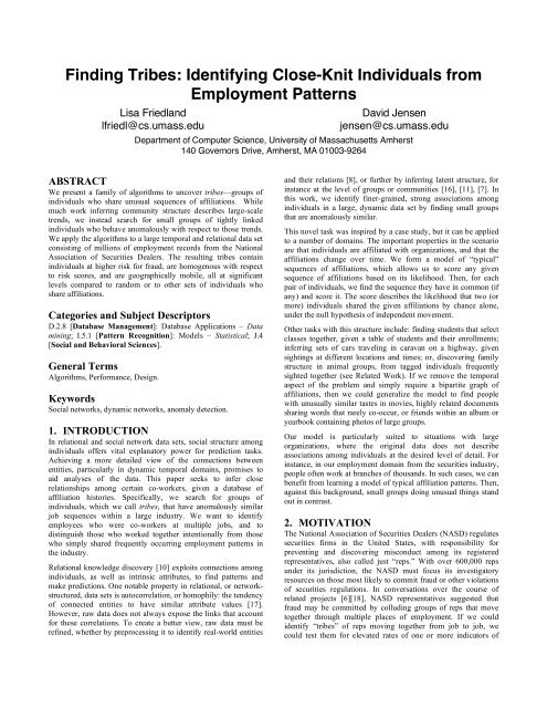 Identifying Close-Knit Individuals from Employment Patterns