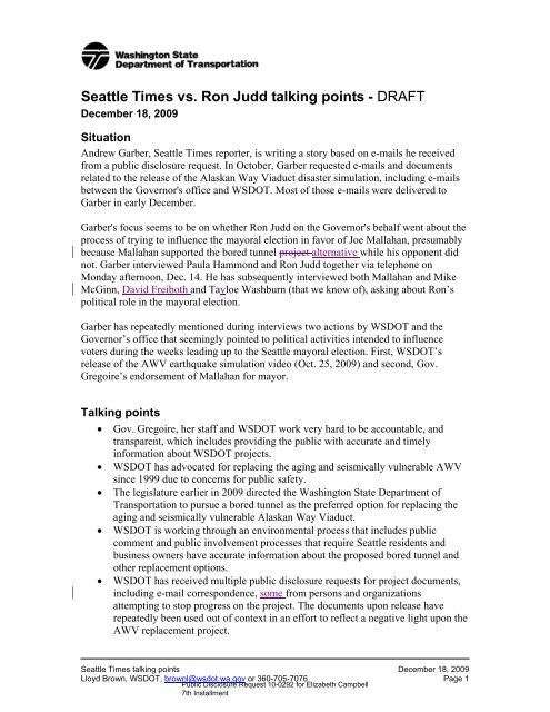 Seattle Times vs. Ron Judd talking points - DRAFT - SCATnow
