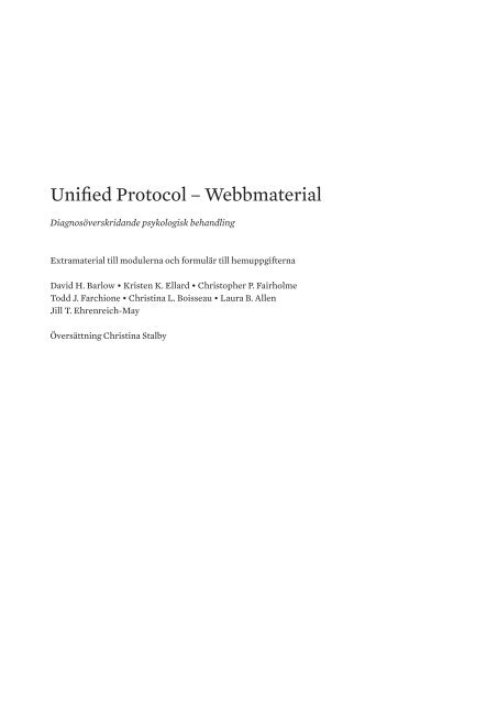 Unified Protocol â Webbmaterial - Natur och Kultur