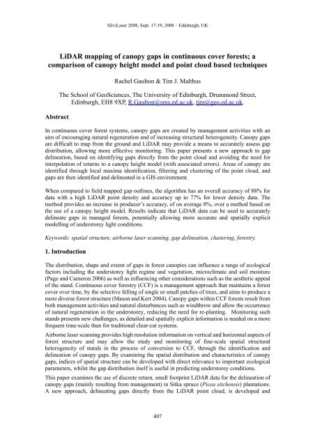 LiDAR mapping of canopy gaps in continuous cover forests