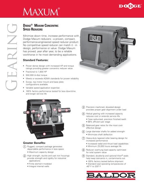 Dodge Maxum Concentric Speed Reducers - Tecnica Industriale S.r.l.